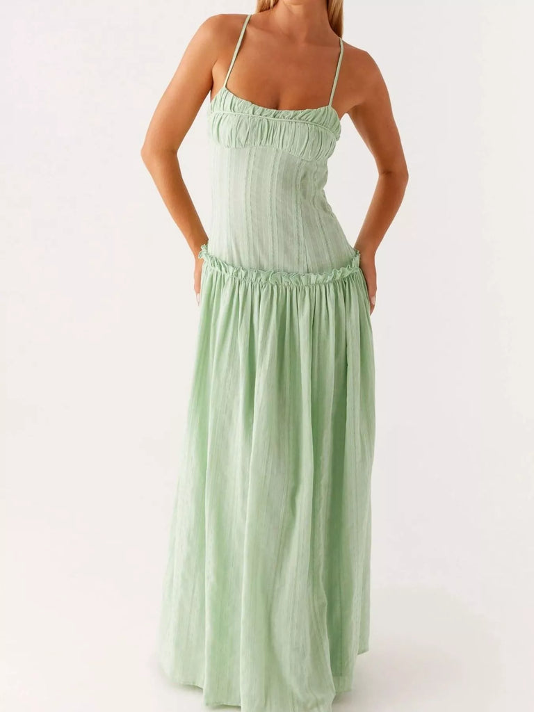 Frill Spaghetti Strap Maxi Dress – SHOP DDMINE